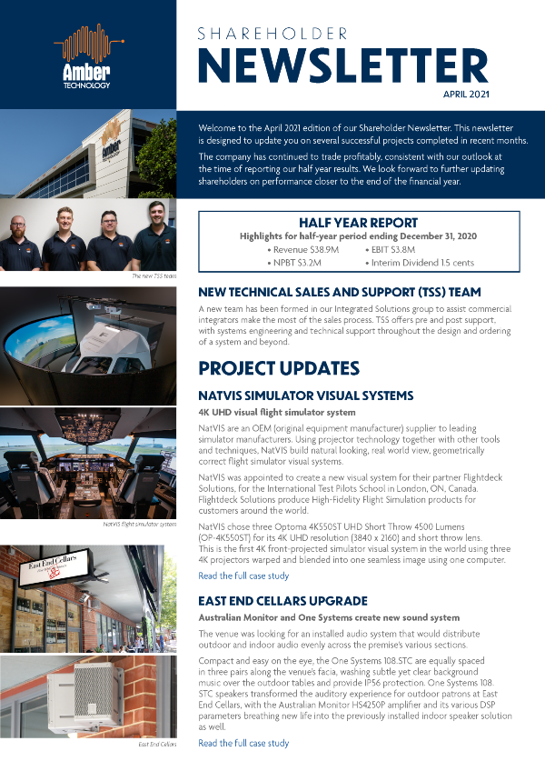 Shareholder Newsletter - Amber Tech