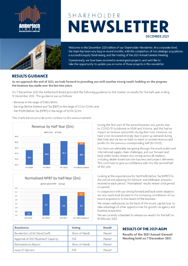 Shareholder Newsletter - Amber Tech