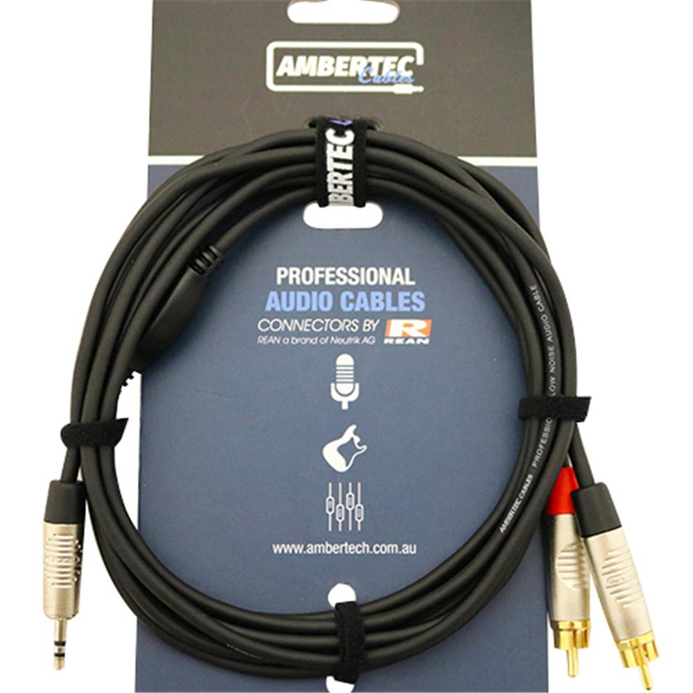 Y cable 1.5m REAN 3.5mm TRS plug - | Ambertec Cables - Amber Tech