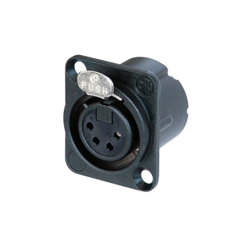 4 pin XLR female chassis connector black/silver pins | Neutrik - Amber Tech